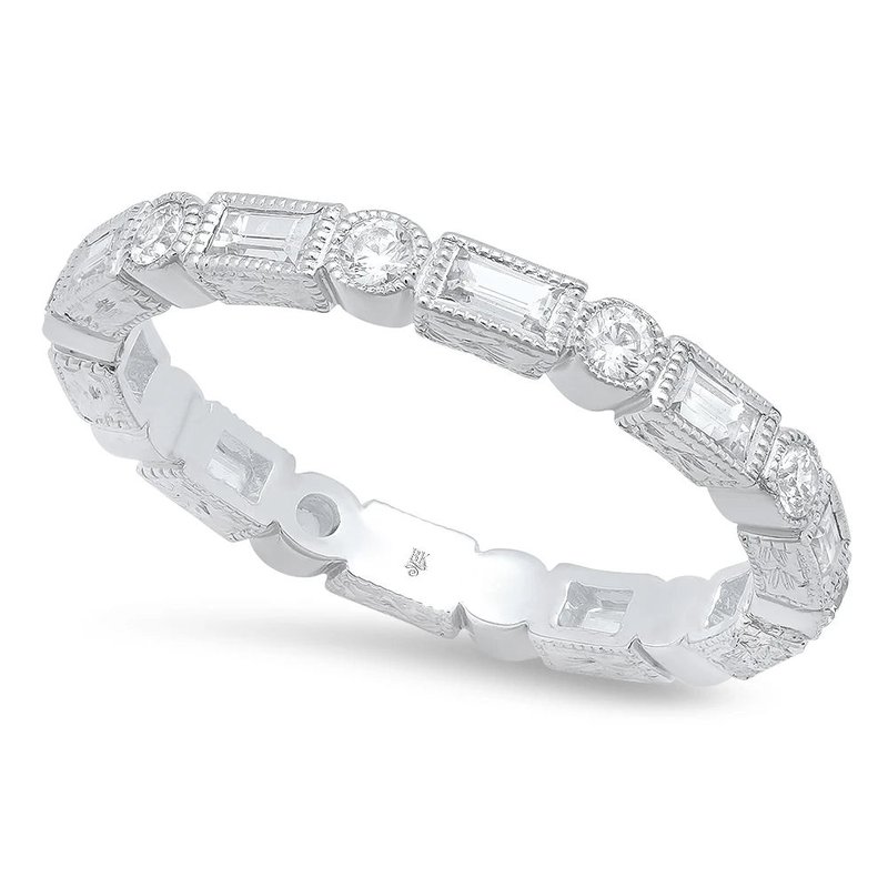 Beverley K - 0.70Ctw. Round & Baguette Diamond Bezel Set 2.6mm Wide ...