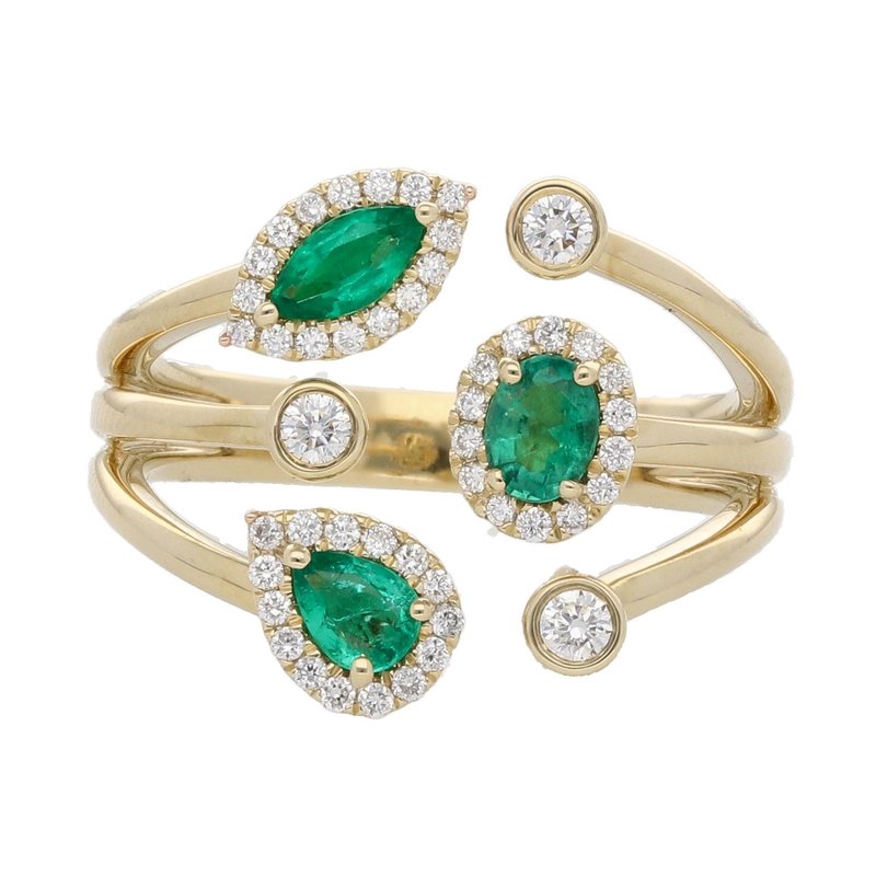 Iroff and Son Jewelers 14K Yellow Emerald and Diamond Multi Shape Open ...