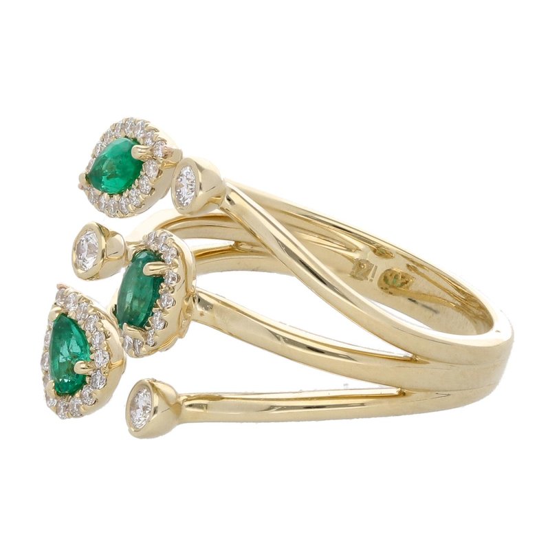 Iroff and Son Jewelers 14K Yellow Emerald and Diamond Multi Shape Open ...