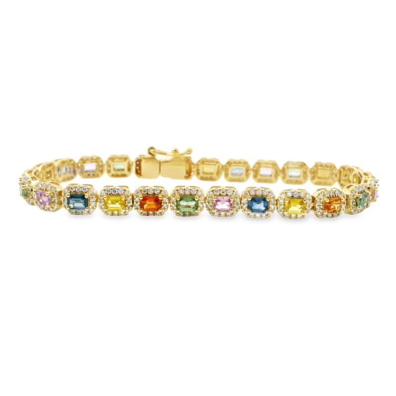 14k gold multi gemstone tennis bracelet store