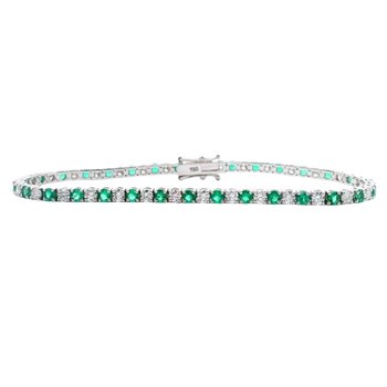 Lauray s Signature Collection 18k White Gold 2.53ctw Diamond 2.20ctw Emerald Tennis Bracelet G H VS2 SI1 7 Alternating Diamonds and Emeralds 240 00278 Lauray s The Diamond Center
