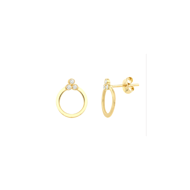 Showcase Collection Yellow 14 Karat Trinity Circle Stud Earrings with 0 ...