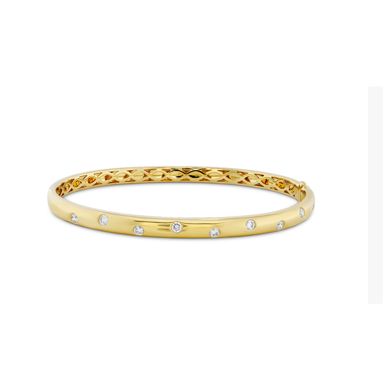 Memoire Yellow 18 Karat Bangle Bracelet with 9 Round Brilliant Cut ...