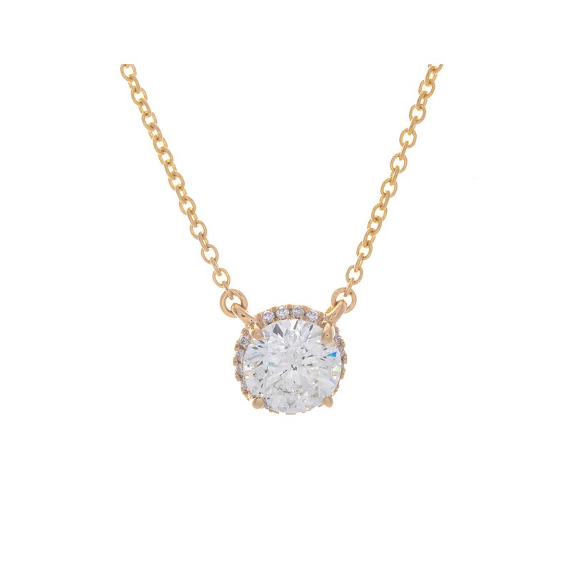 Kesslers 1ct. Kessler 81 Slim Halo Diamond Pendant in 14K Yellow Gold ...
