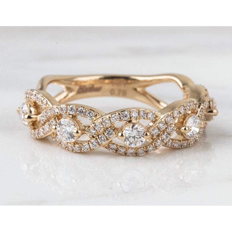 Kesslers 3 4ct T W Round Cut Diamond Fashion Ring In 14k Yellow Gold