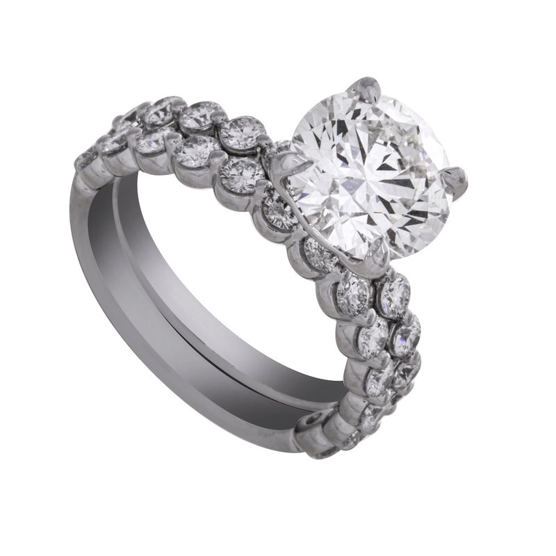 Kesslers 4ct T W Round Cut Newborn Lab Created Diamond Wedding Set In