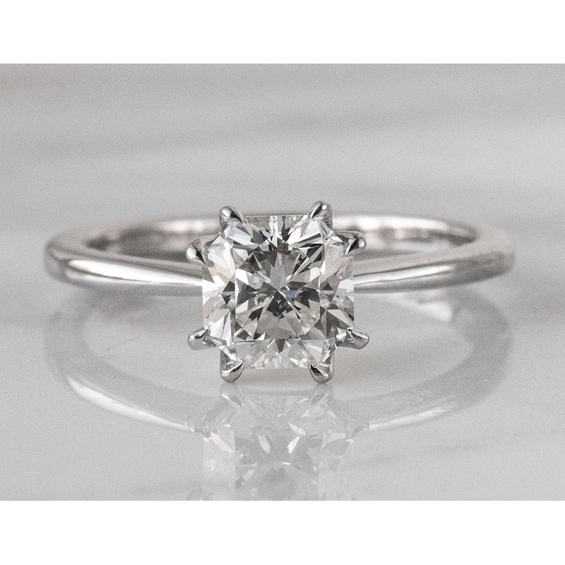 1.24ct. Kessler Square Radiant Cut Solitaire Engagement Ring in 14K White Gold