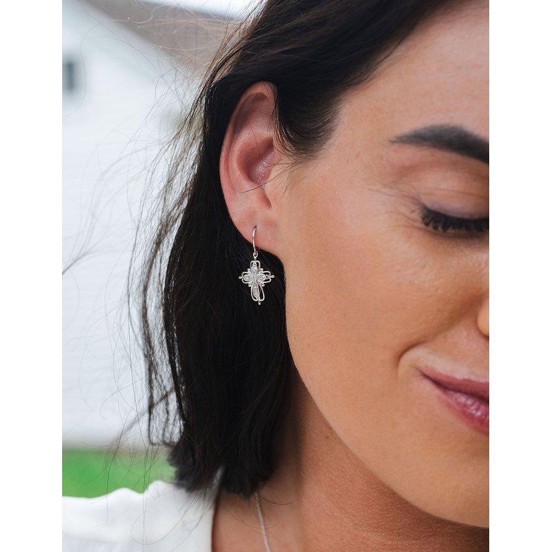 Kesslers .05ct. t.w. Diamond Cross Earrings in Sterling Silver ...