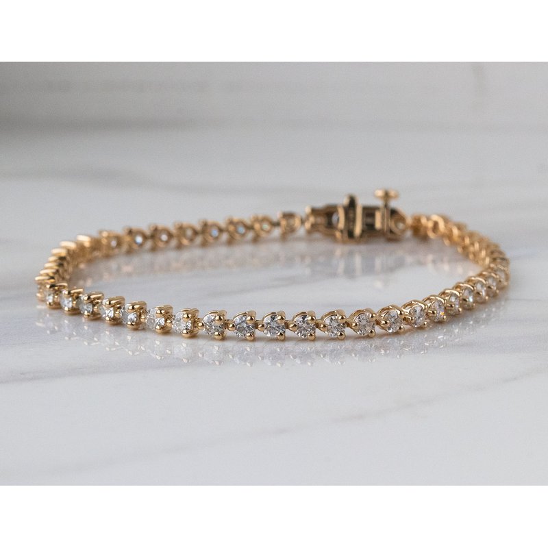 Kesslers 4ct T W Round Cut Diamond Tennis Bracelet In 14k Yellow Gold