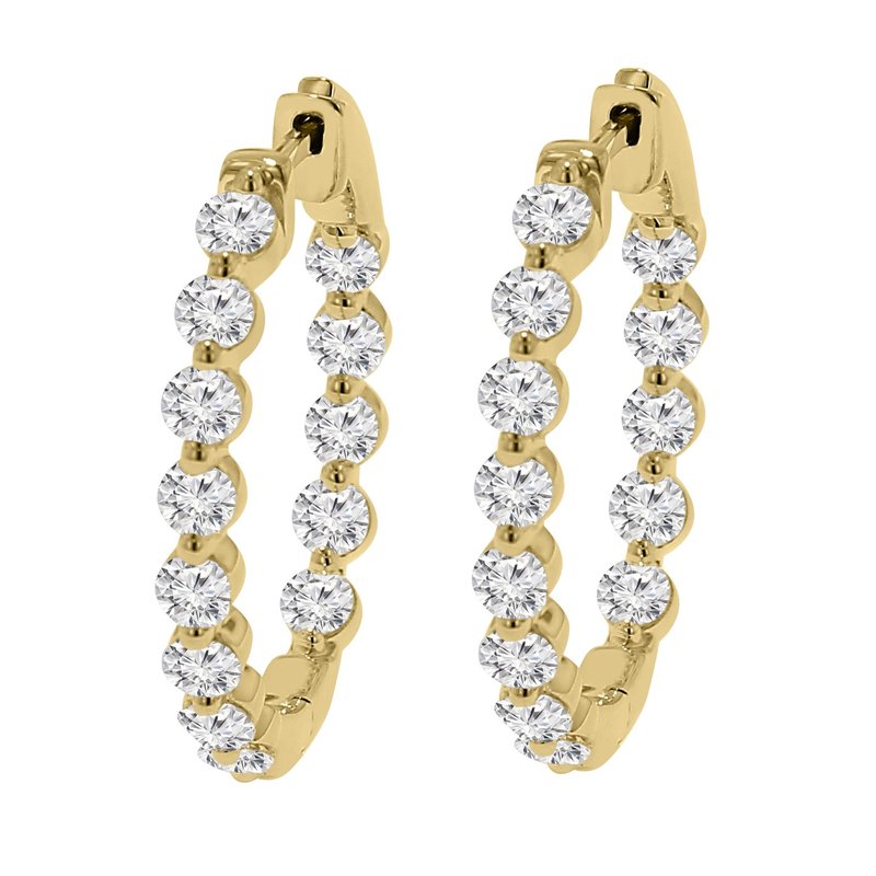 2ct tw NewBorn Lab Created Diamond In Out Hoop Earrings in 14K Yellow Gold
