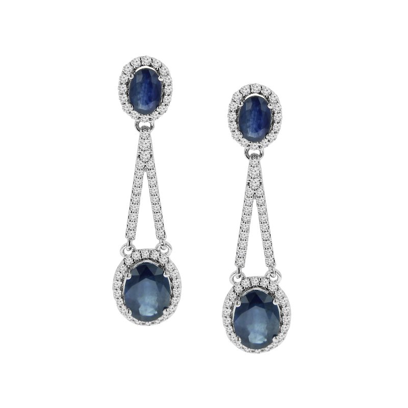 4 7/8ct tw Diamond & Sapphire Earrings in 14K White Gold JEC22-0006 - Ramsey's Diamond Jewelers