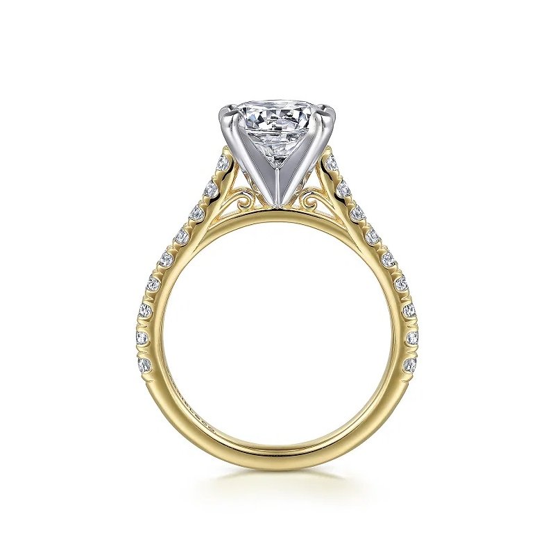 1/2ct tw Diamond Engagement Ring Setting in 14K White & Yellow Gold ...