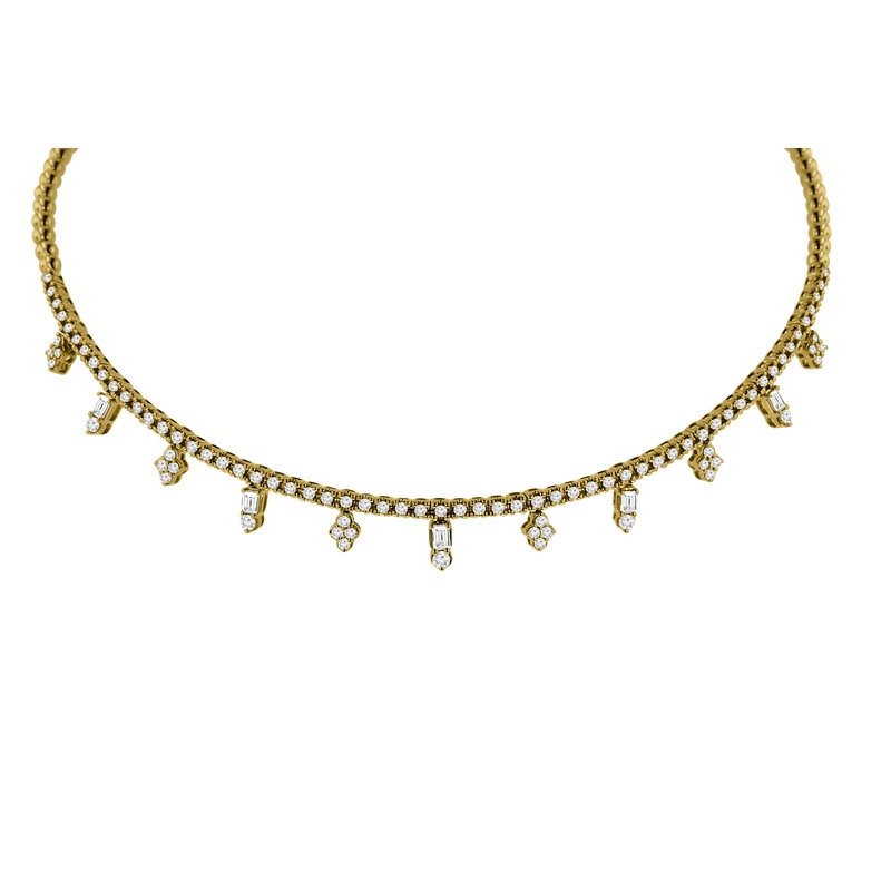 2 1 2ct tw Diamond Dangle Choker in 14K Yellow Gold