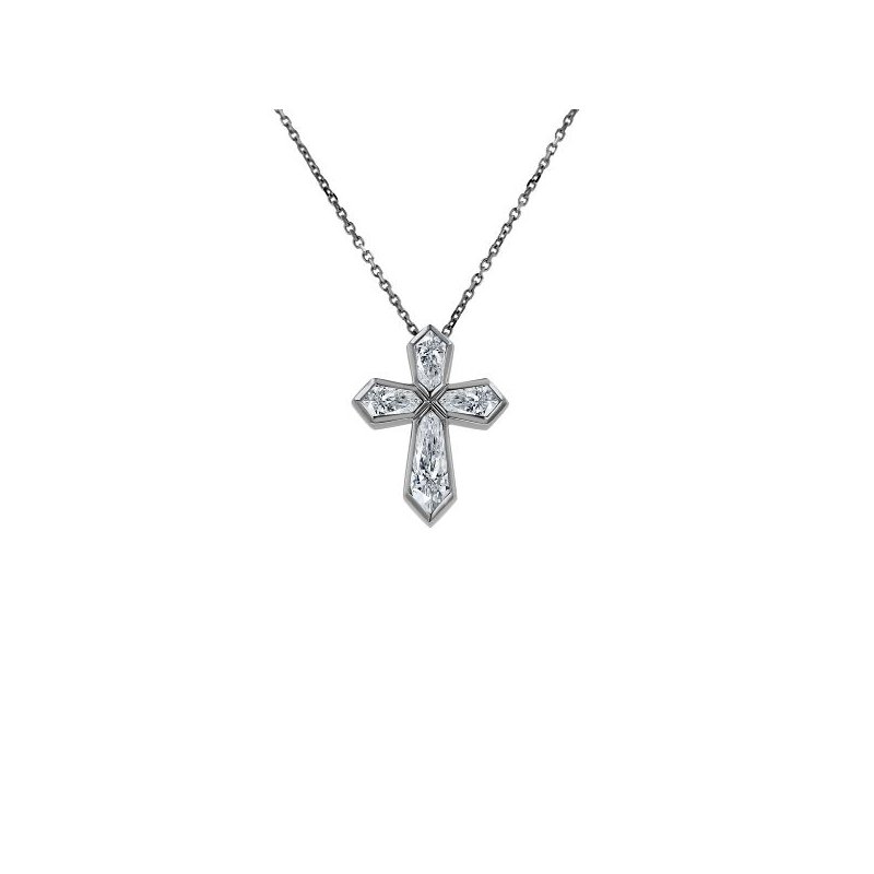 1 1/2ct tw Lab Created Diamond Cross Necklace in 14K White Gold JNL22 ...