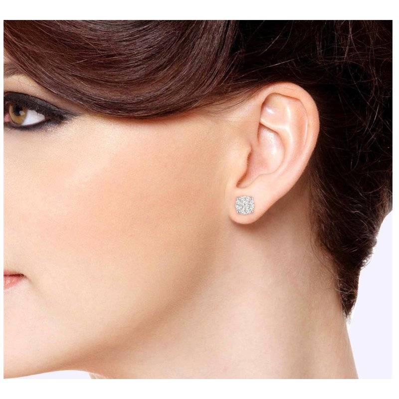 1ct tw Diamond Thousand Points of Light Stud Earring in 14K White Gold ...