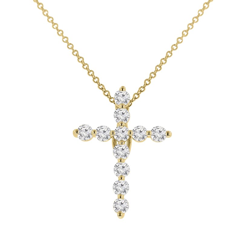 1/2ct tw Lab Created Diamond Cross Necklace in 14K Yellow Gold JNL22 ...