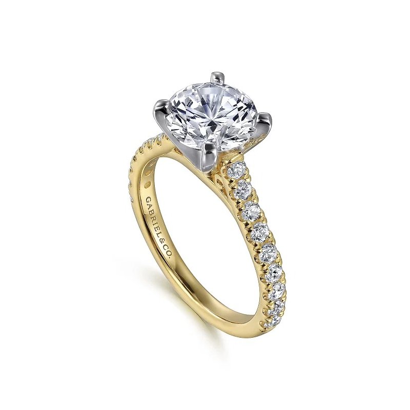 1/2ct tw Diamond Engagement Ring Setting in 14K White & Yellow Gold ...
