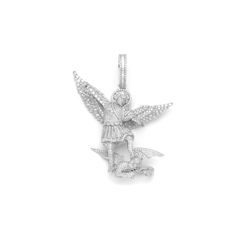 St michael 14k white gold pendant store
