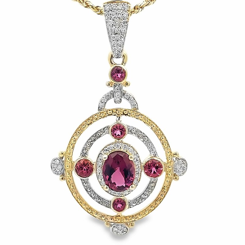 King's Estate Pink Tourmeline & Diamond Necklace 284288 - Kings Jewelry
