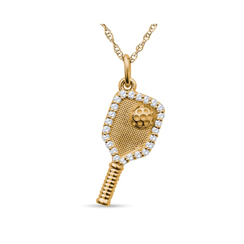 King's Yellow Gold Pickleball Pendant w/Diam Accent 121597 - Kings Jewelry