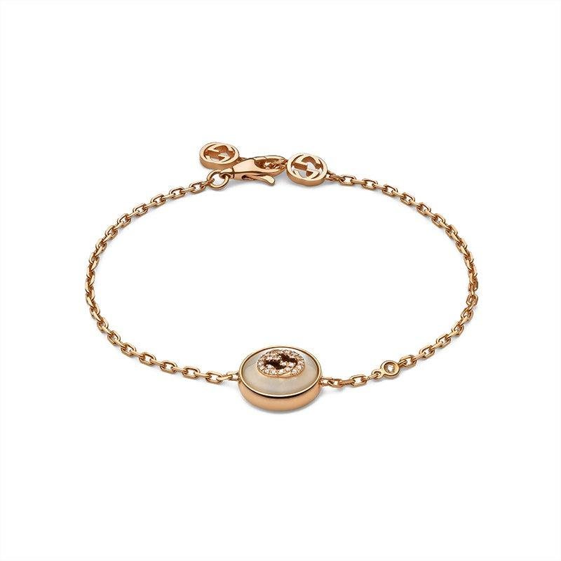 Gucci Interlocking 18ct Rose Gold Mother Of Pearl Bracelet YBA786749001 ...