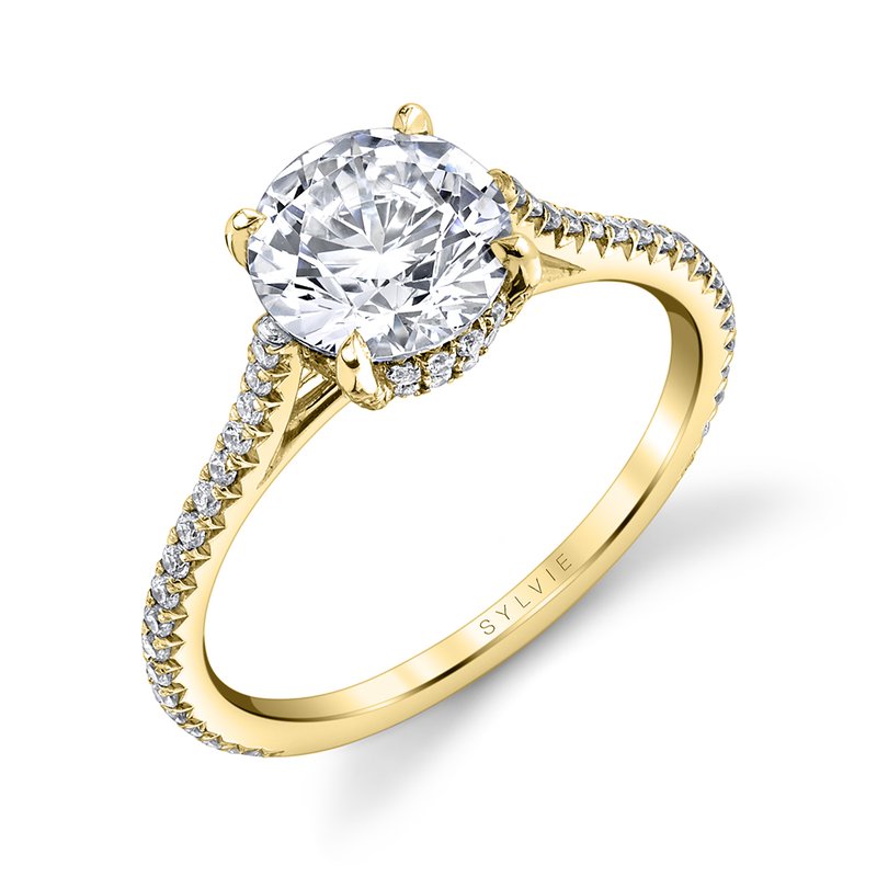 Sylvie 2ct Round Cut Classic Hidden Halo Engagement Ring 100-02883 ...