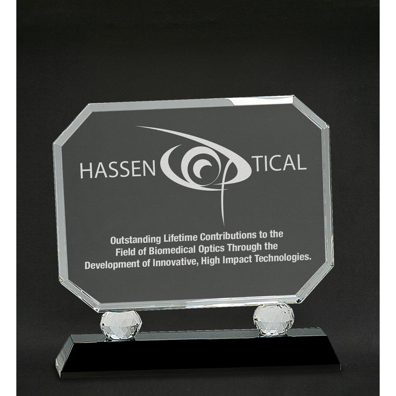 Plaques & Awards Rectangular Crystal on Black Pedestal Base ...