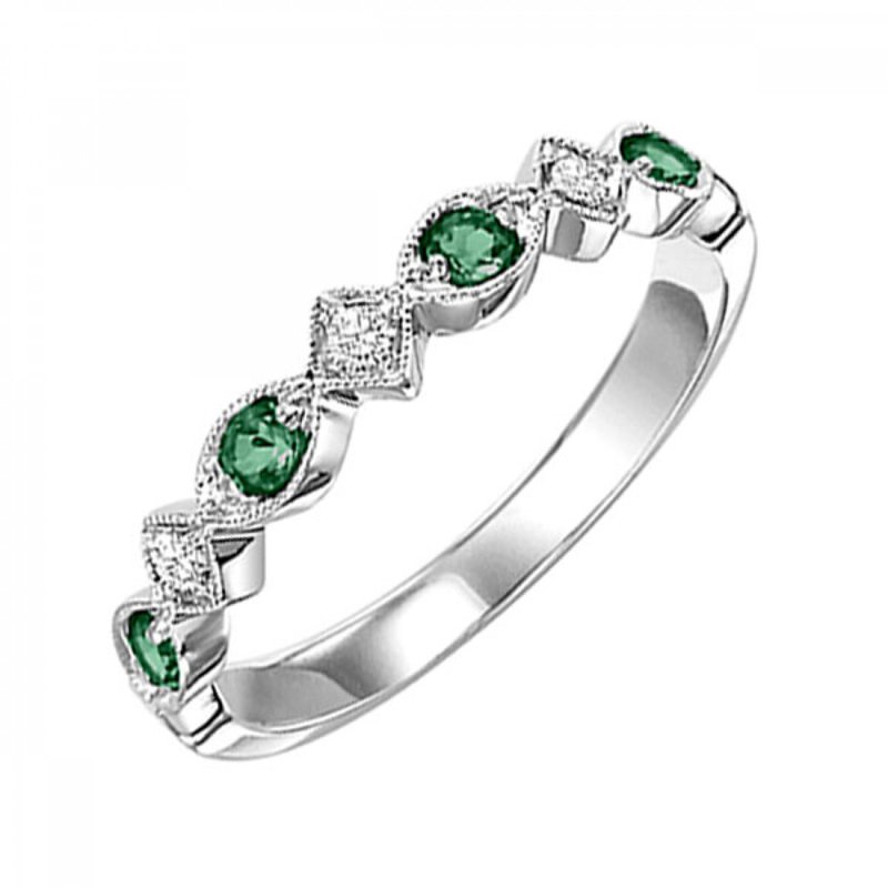 Stackable Collection Emerald & Diamond Band - Skatell's Manufacturing ...