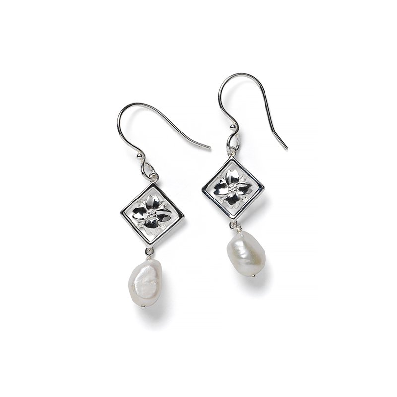 Southern Gates Collection SS Dogwood Earrings with Pearl Drops E746 ...