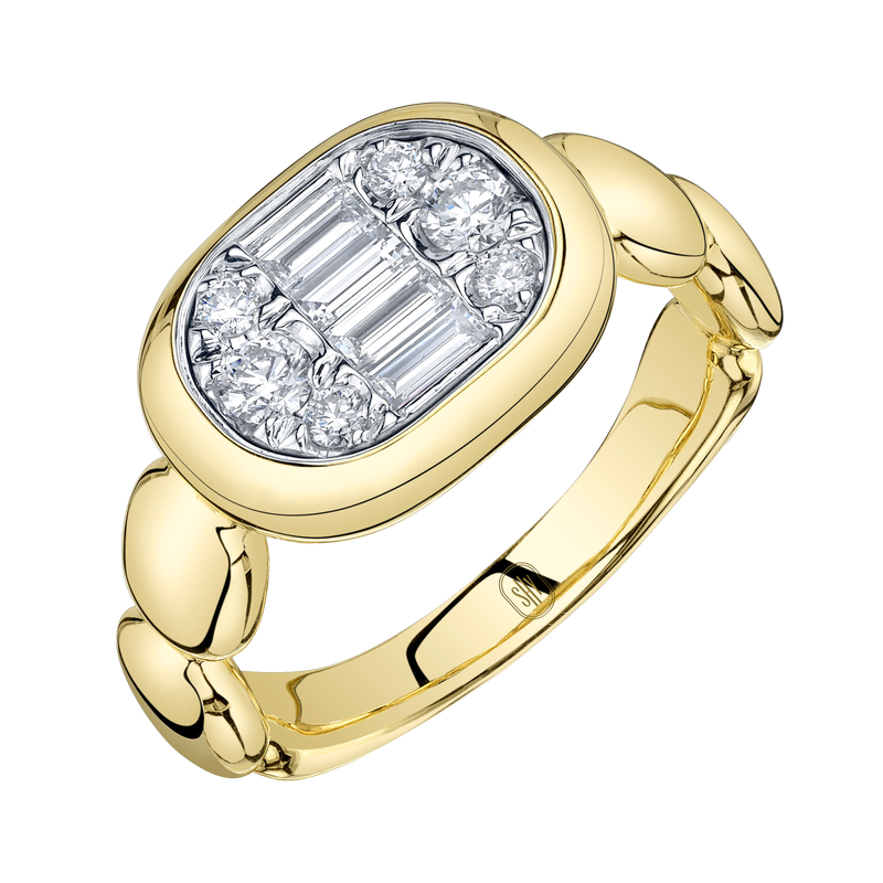14K Yellow Gold Ring with Round/Baguette Diamonds B22001025 - Trice ...