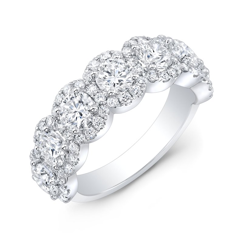 18K White Gold 7 Diamond Halo Band 158081 - Trice Jewelers
