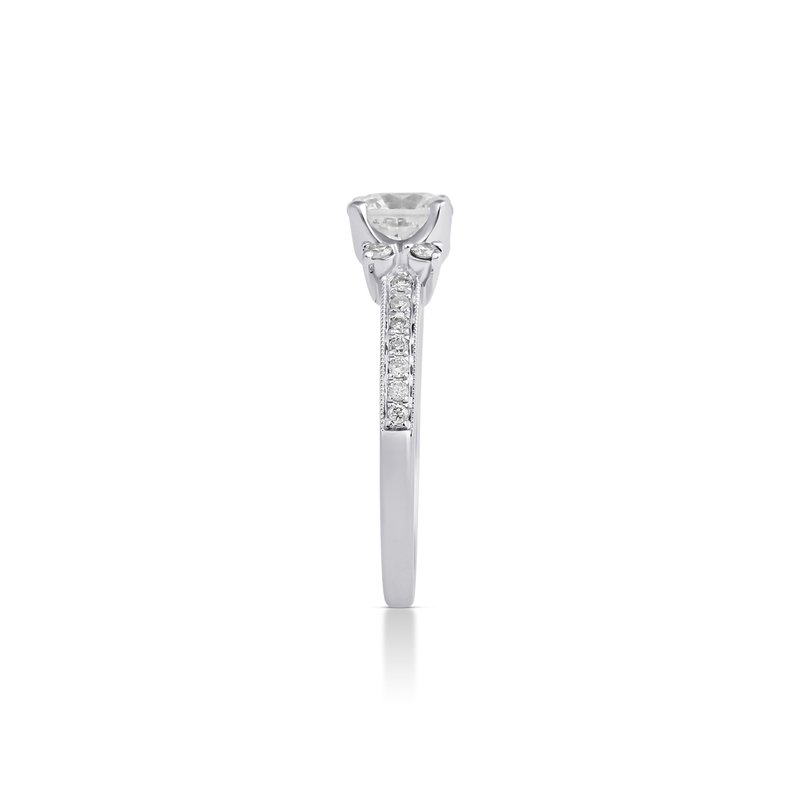Round Shape Natural Diamond Pavé Milgrain Semi-Mount Bridal Set 145 ...