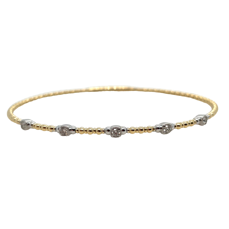 Diamond 5 Station Flexible Bangle Bracelet BDD5370-305 - Mednikow