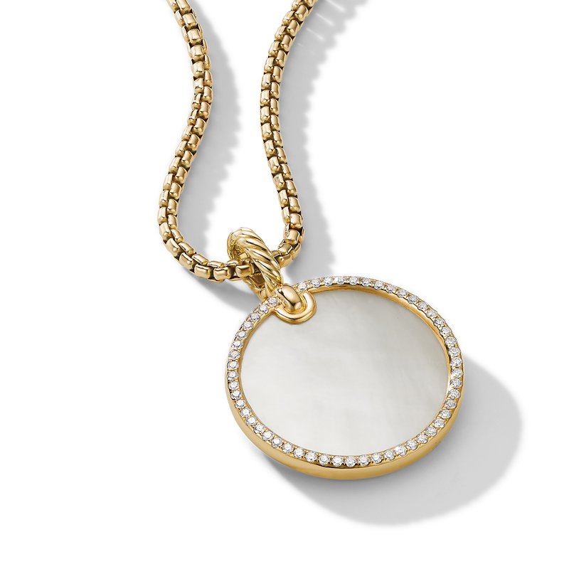 DY Elements® Disc Pendant in 18K Yellow Gold with Mother of Pearl and ...