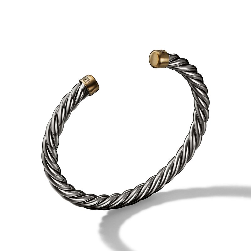 Cable Cuff Bracelet in Sterling Silver with 18K Yellow Gold ...