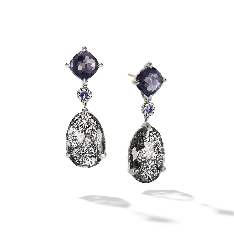 Chatelaine® Drop earrings in Sterling Silver with Tourmilated Quartz ...