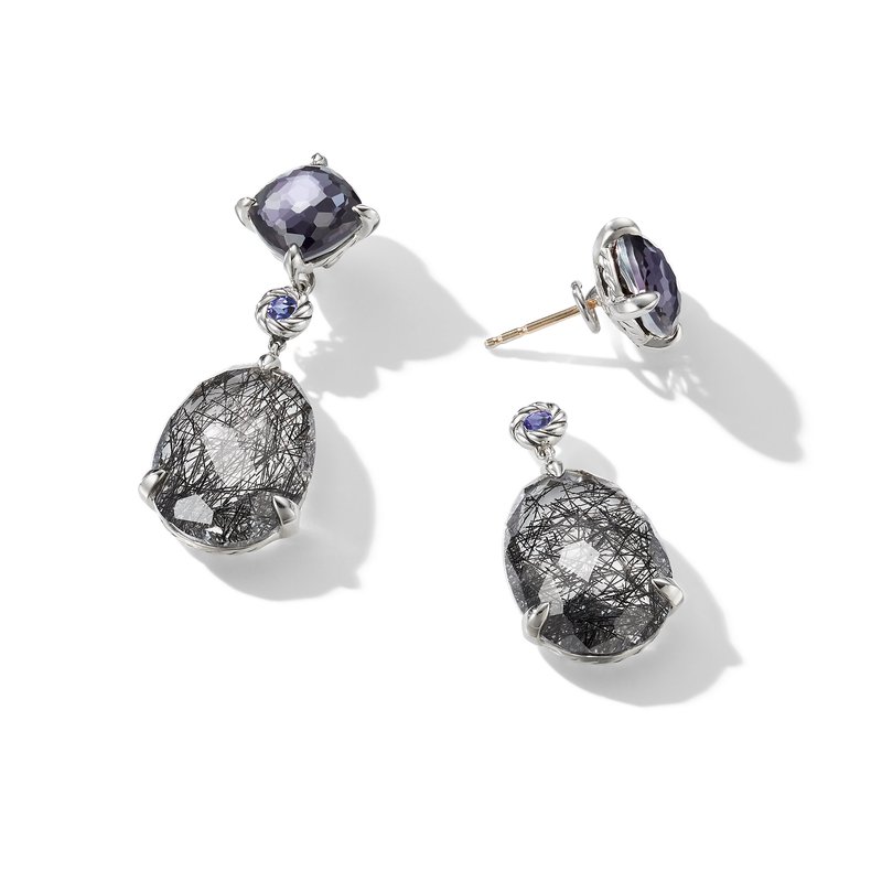 Chatelaine® Drop earrings in Sterling Silver with Tourmilated Quartz ...