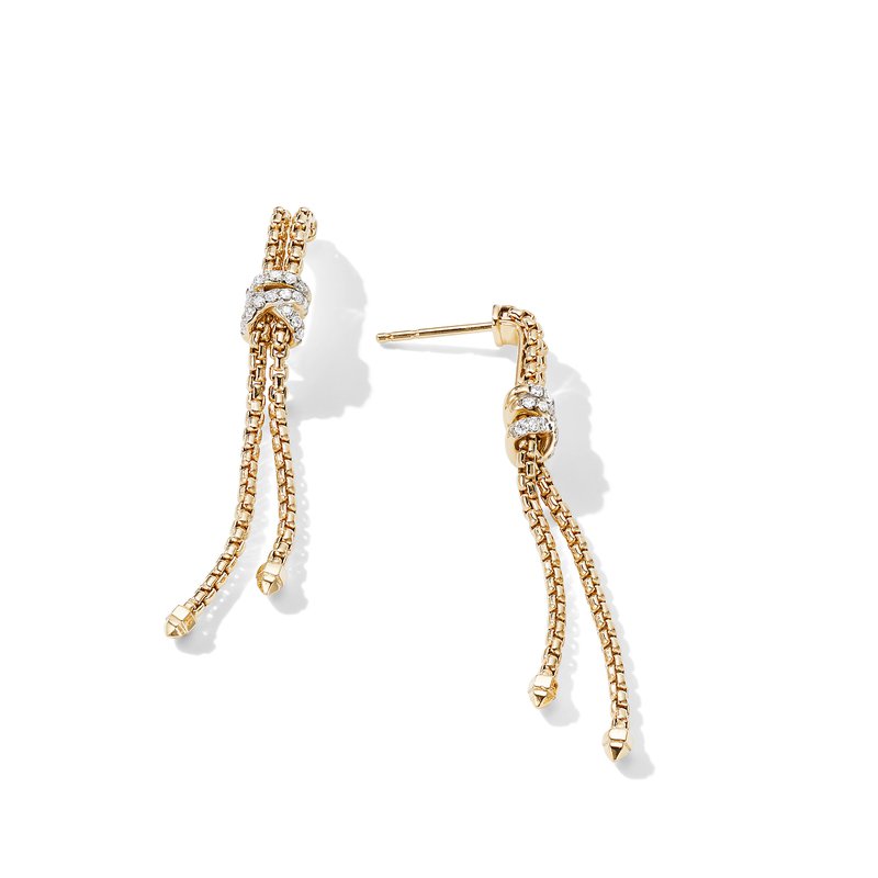 Helena Box Chain Drop earrings in 18K Yellow Gold with Pavé Diamonds ...