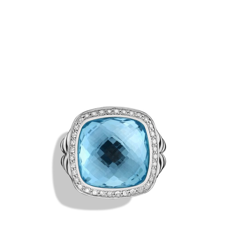 Albion® Ring in Sterling Silver with Blue Topaz and Pavé Diamonds ...