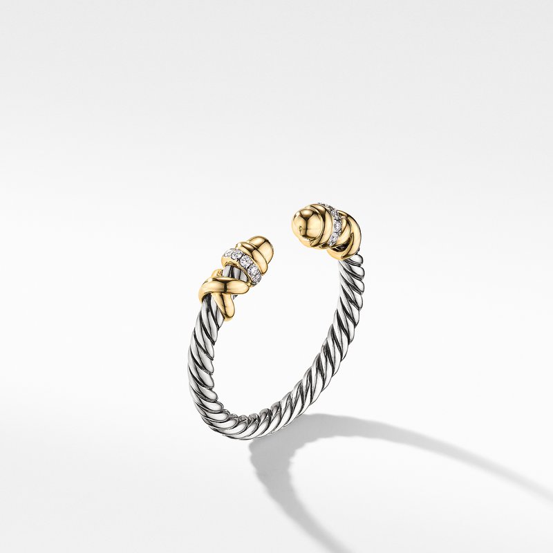 Petite Helena Ring in Sterling Silver with 18K Yellow Gold Domes and Pave Diamonds 192740891700 Mednikow