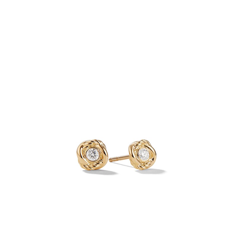 Crossover Infinity Stud earrings in 18K Yellow Gold with Diamonds ...