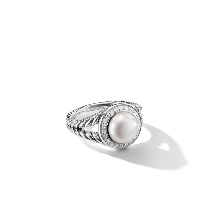 Albion® Pearl Ring in Sterling Silver with Pavé Diamonds 883932780741 ...