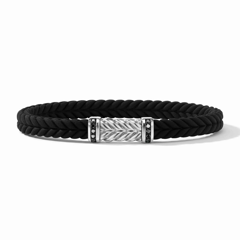 Chevron Black Rubber Bracelet with Pavé Black Diamonds 192740770609 ...