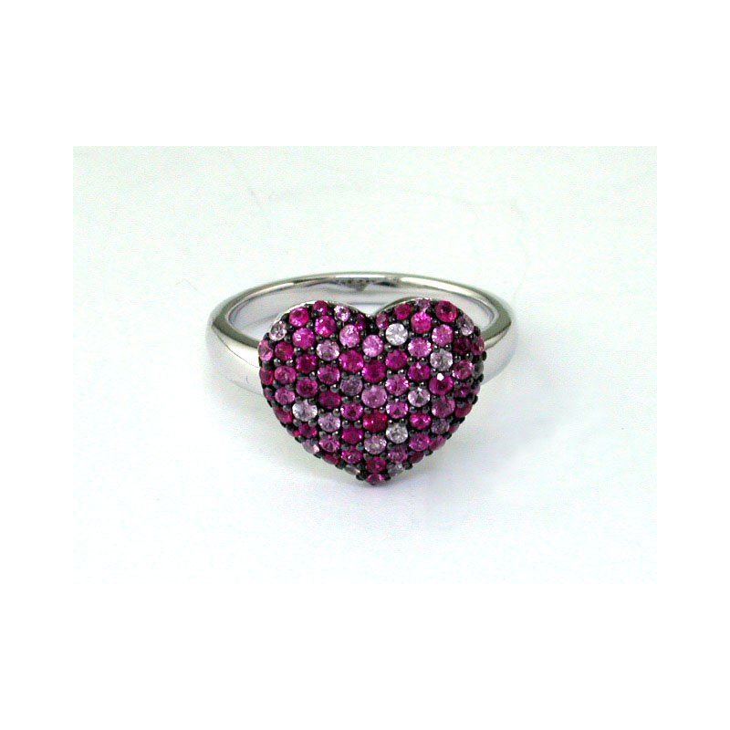 Effy Designer Jewelry Effy White and Pink Sapphire Heart Ring EFJ620 01390 Monmouth Jewelers
