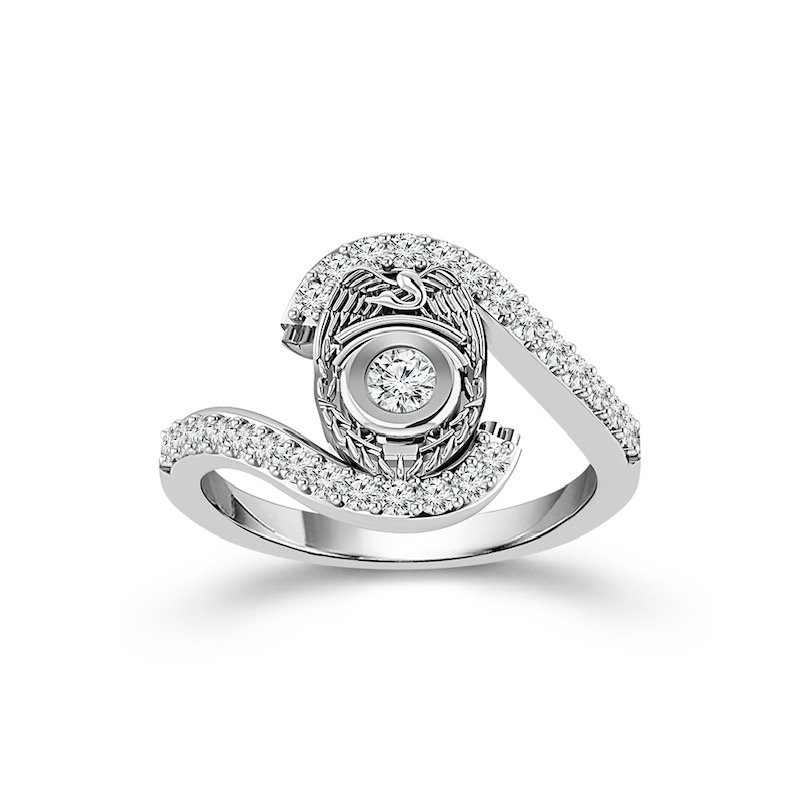 Two Hearts One Badge Law Enforcement Ring - White Gold with 1/3ctw ...