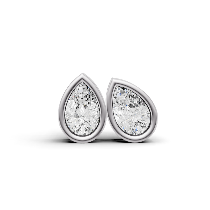 0.25 CTW Lab Grown Pear Shape Diamond Solitaire Earrings with Bezel ...