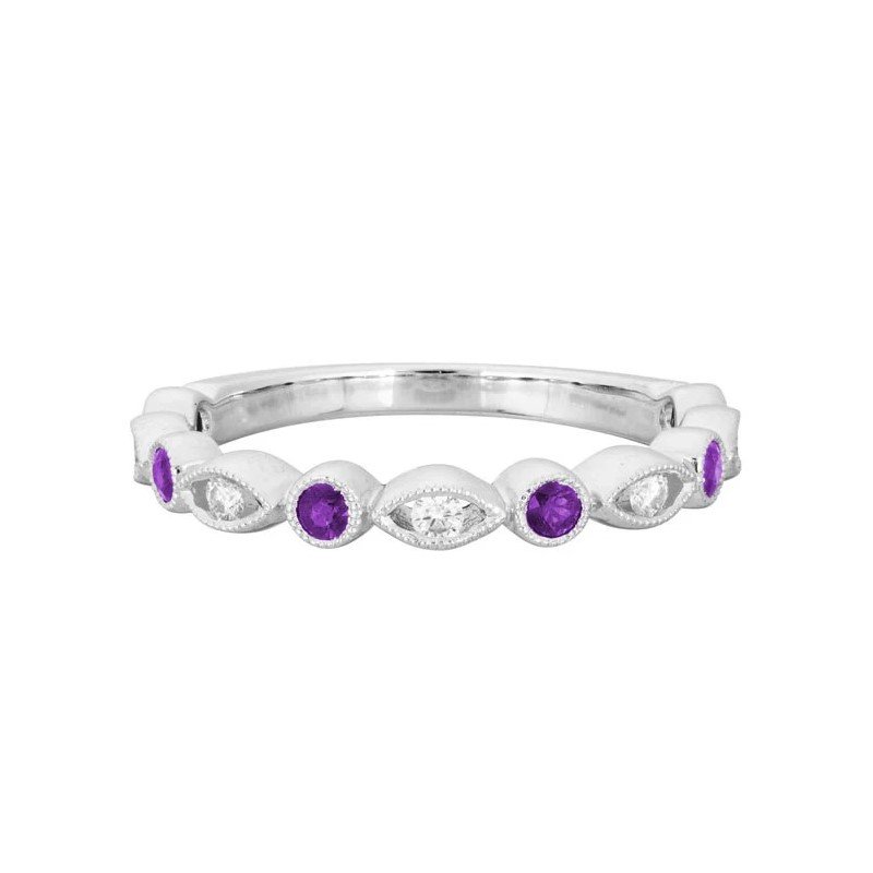 Flora Signature Amethyst and Diamond Stackable Ring 002-255-00039 - Flora Gems