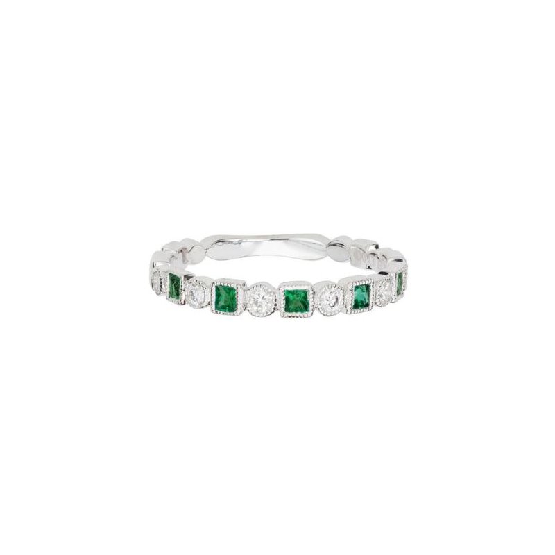 Flora Signature Emerald and Diamond Stackable Ring 001-255-00023 ...