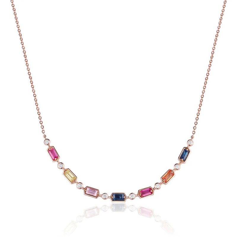 Flora Signature Multi Color Sapphire and Diamond Necklace 001-230-01684 - Flora Gems