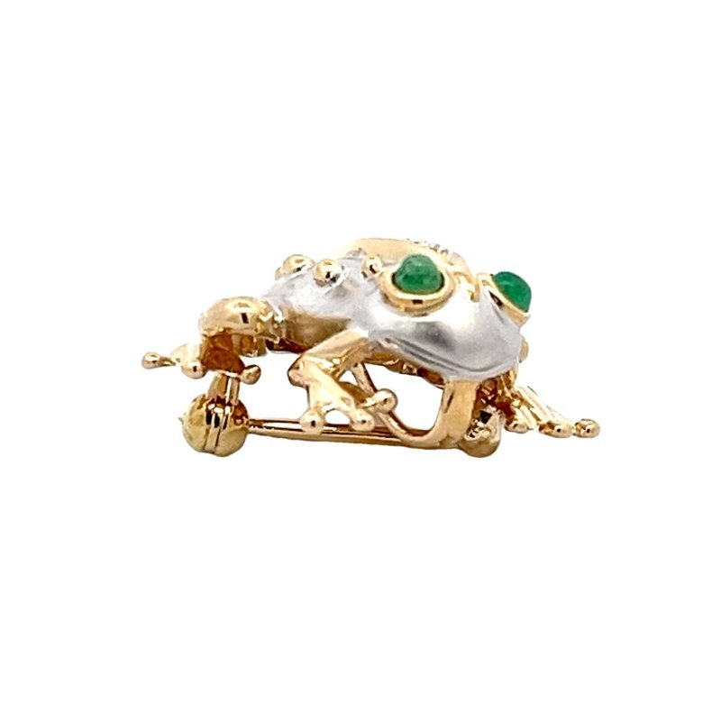 Flora Signature Estate - Emerald and Diamond Frog Pin 001-803-05634 ...